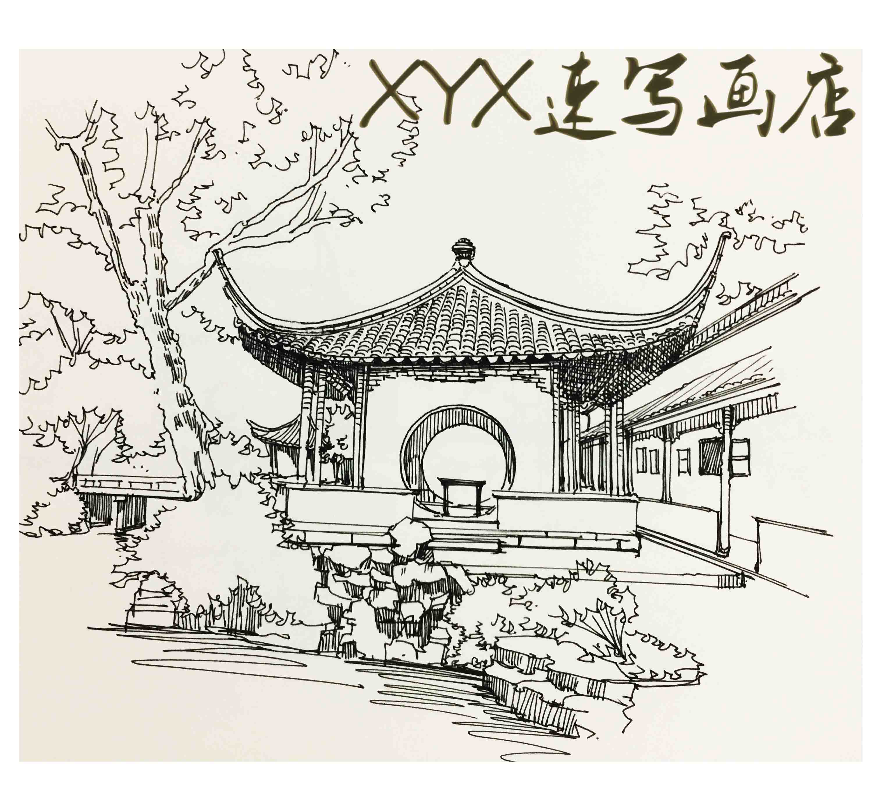 宏村简单的速写风景画 宏村河边速写图片简单 宏村速写简笔 大山谷图库